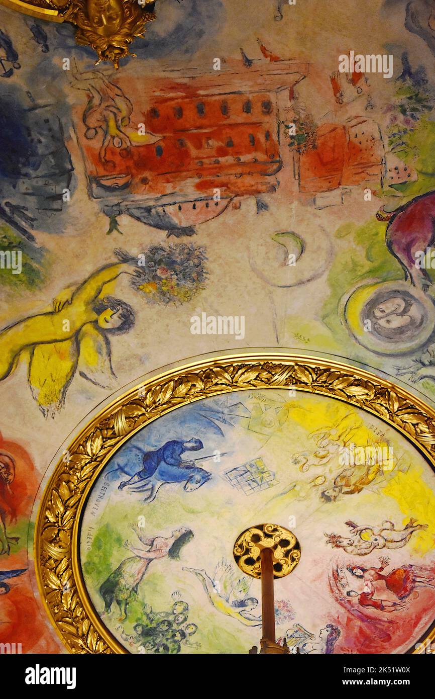 Opera Garnier or Palais Garnier interior. 1964 Marc Chagall ceiling ...