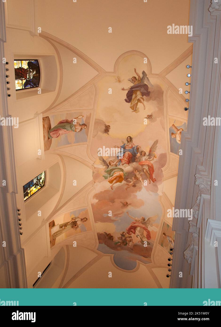 Paintings on Ceiling and Stained Glass Windows, Cathedral, Noto ...