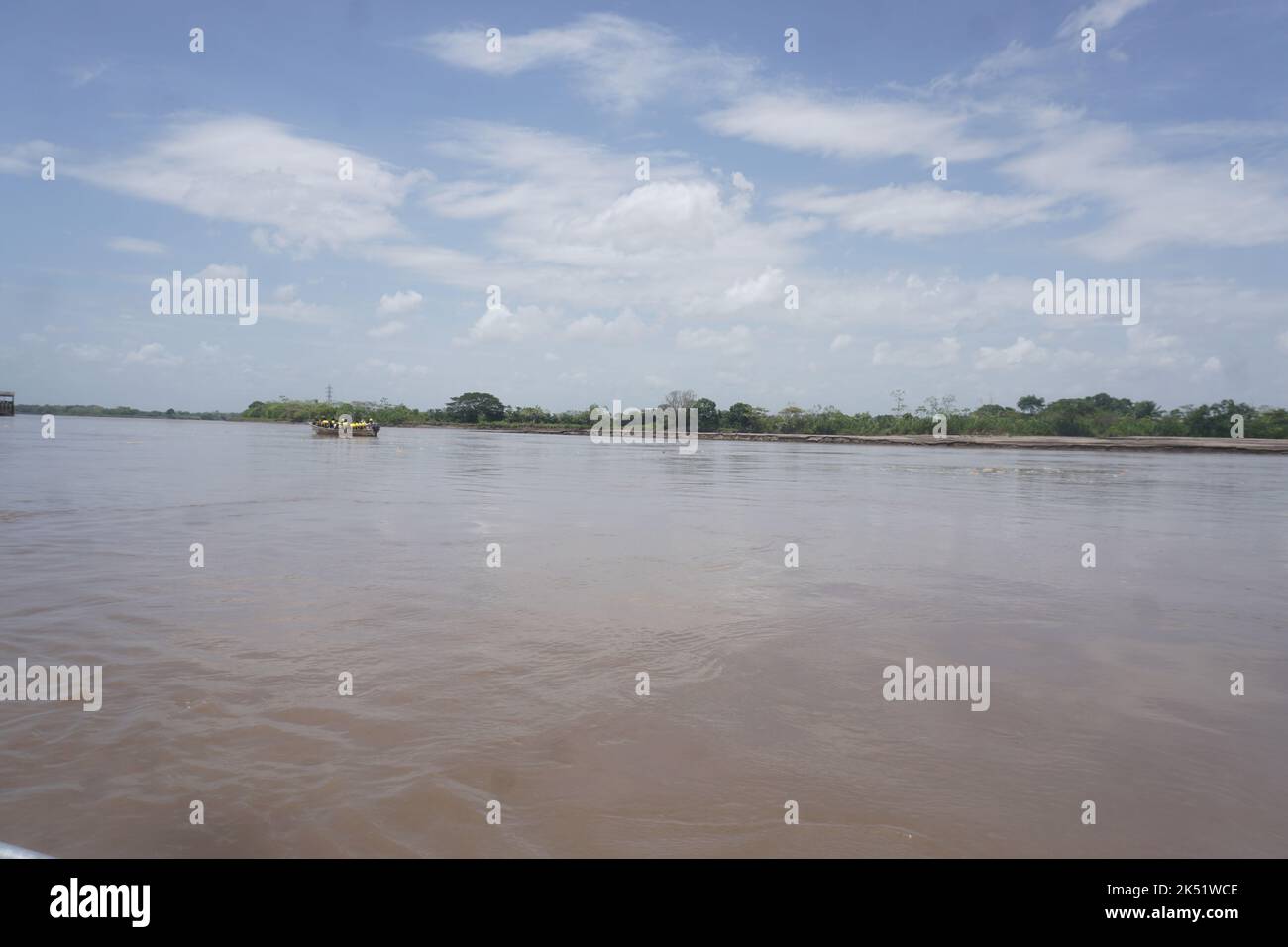 A panoramic view of the Meta river in the municipality of Cabuyaro ...