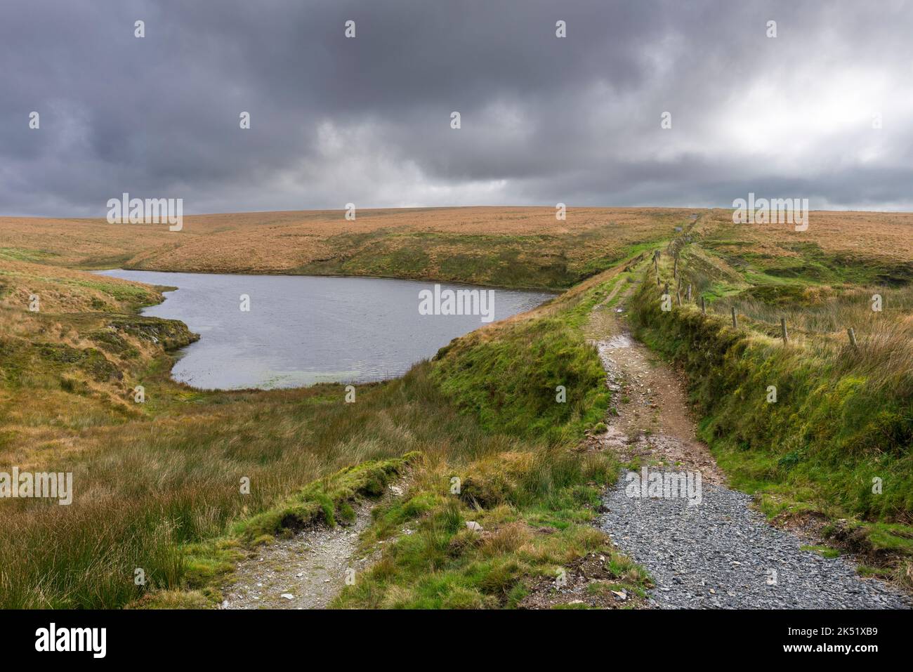Pinkery Pond, or Pinkworthy Pond and the the earth dam at the head of ...