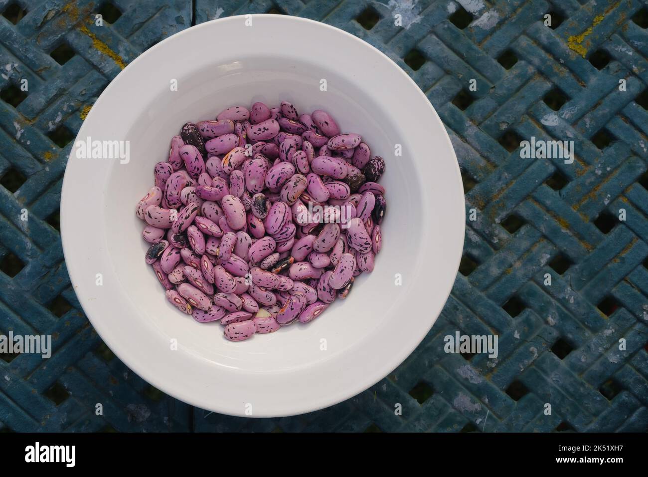 Top Down View of Freshly Peeled Runner Beans from the Pod Stock Photo ...