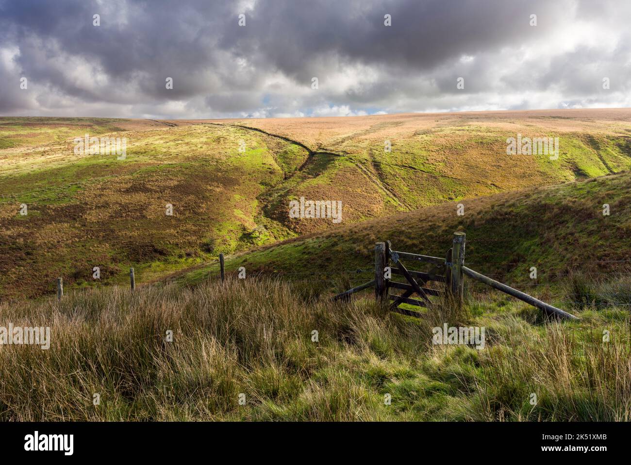 Ruckham Combe, the path of the upper reaches of the West Lyn River, on ...