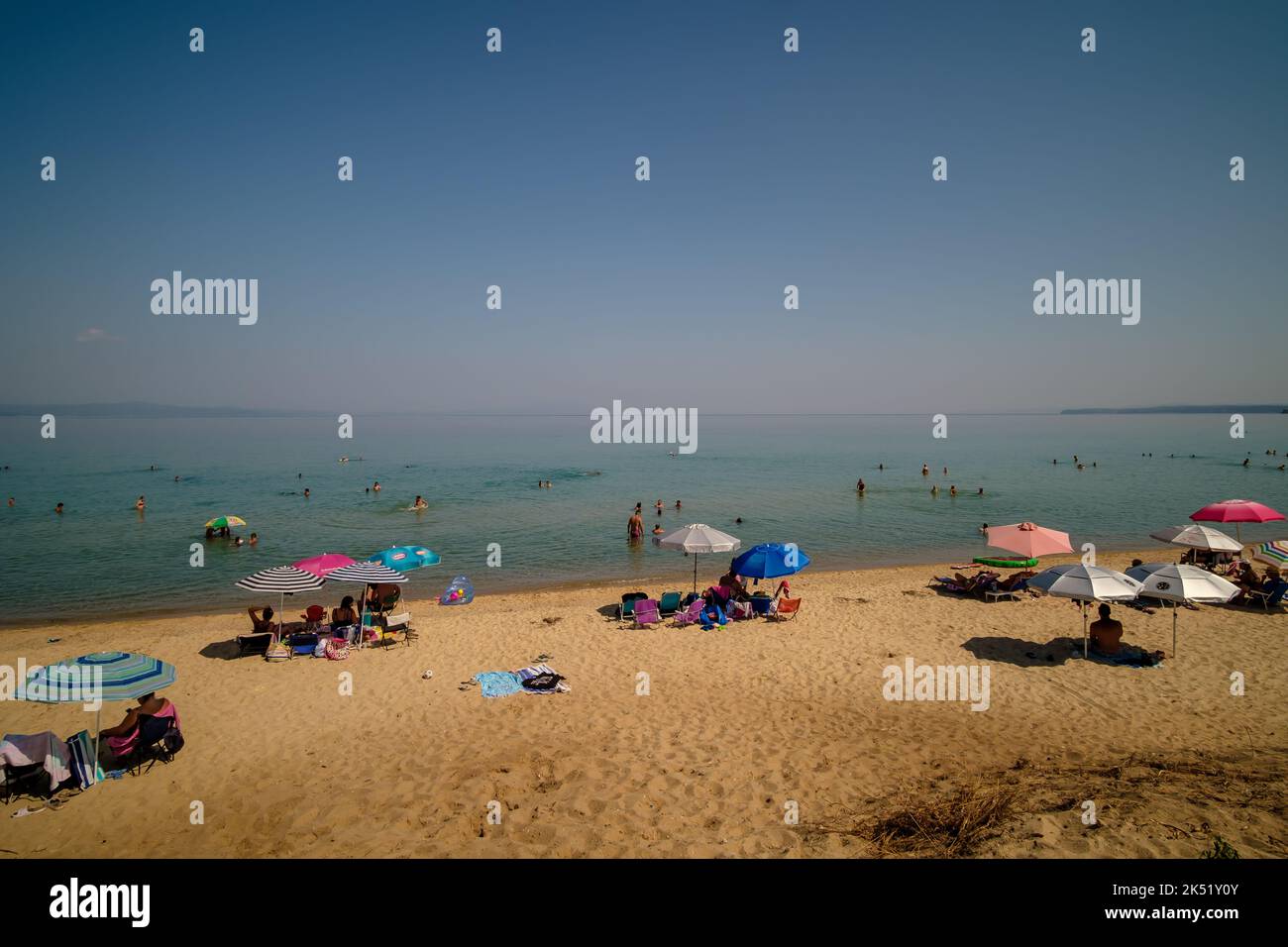 Nea Potidea, Greece - August 29, 2022 : The beautiful beach of Potidea ...