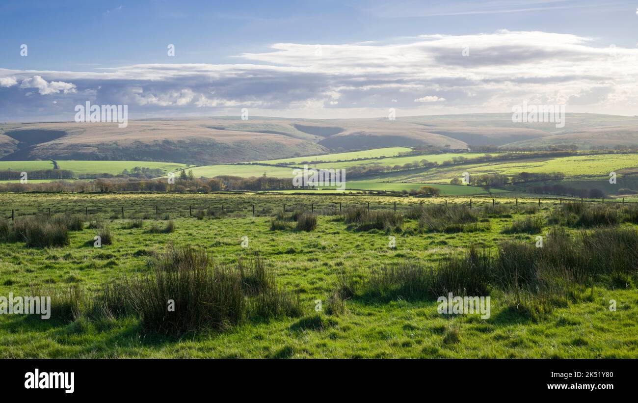 The view south from the Two Moors Way on Dure Down on the south side of ...