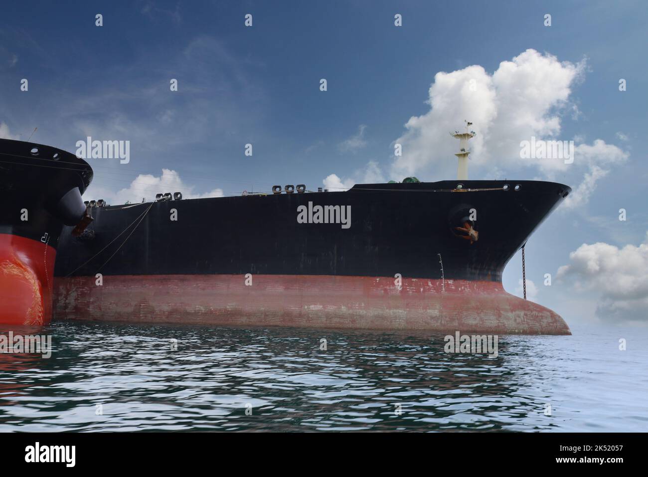 Head of a large cargo ship in the middle of the sea,Cargo ships are ...