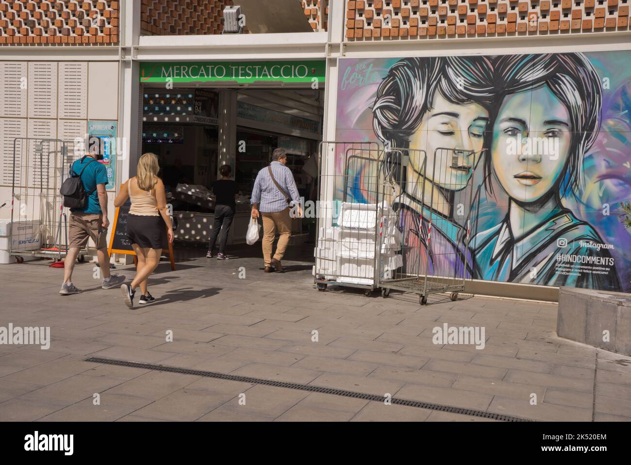 People shopping in the popular Testaccio food market in Rome,Italy ...