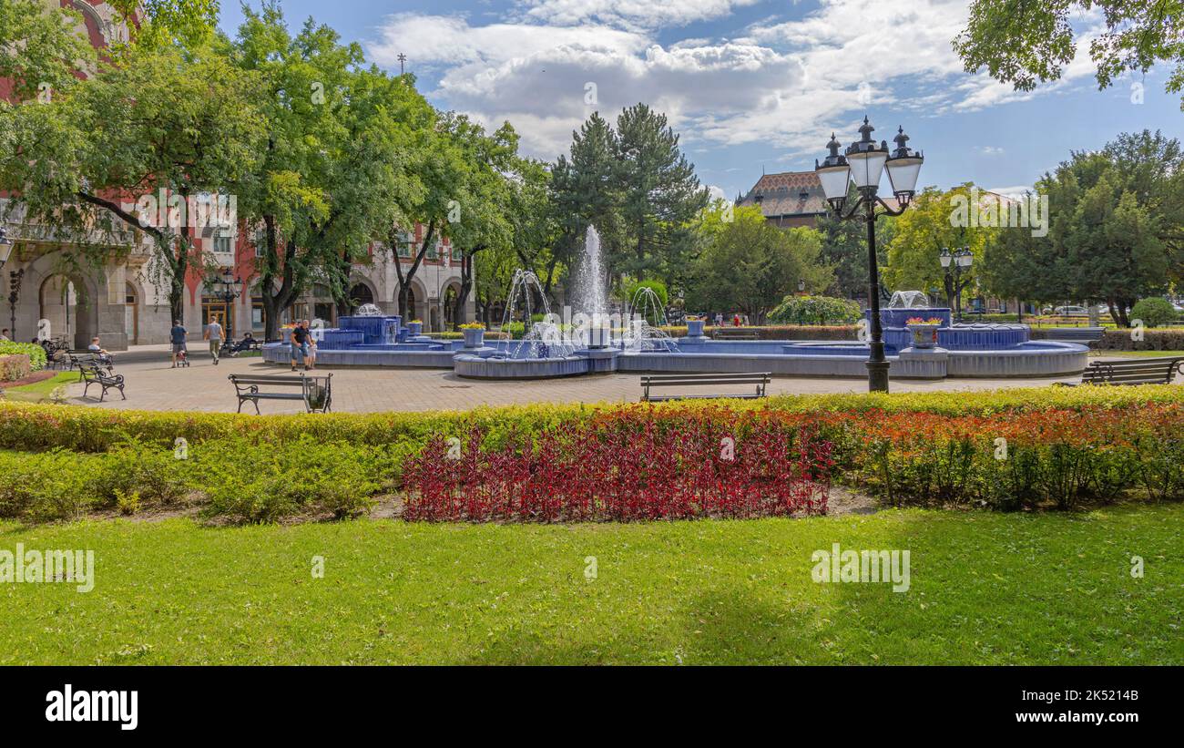 Subotica, Serbia - August 01, 2022: Historic Blue Water Fountain ...