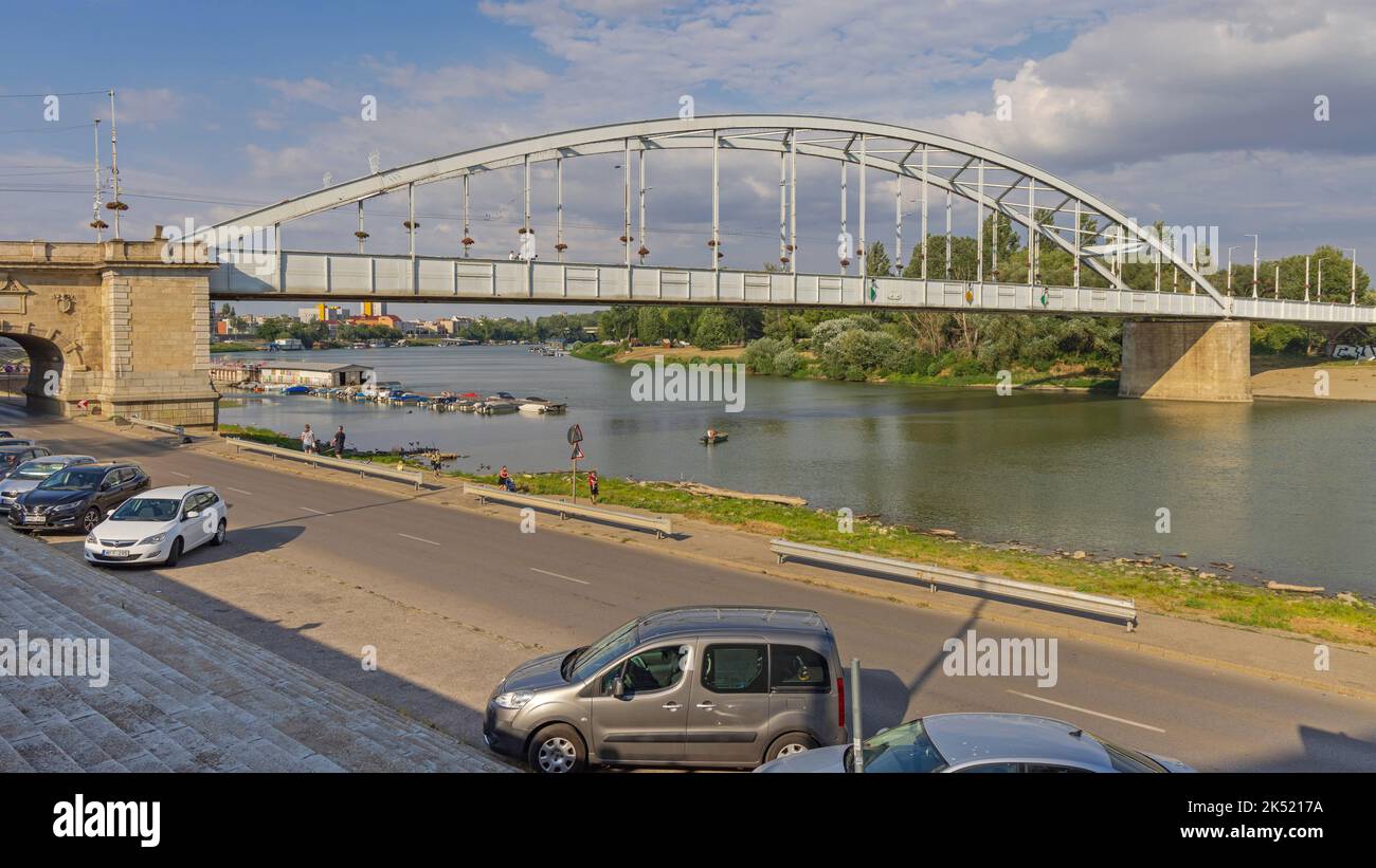 Szeged, Hungary - July 30, 2022: Downtown Bridge Belvarosi Over Tisza ...
