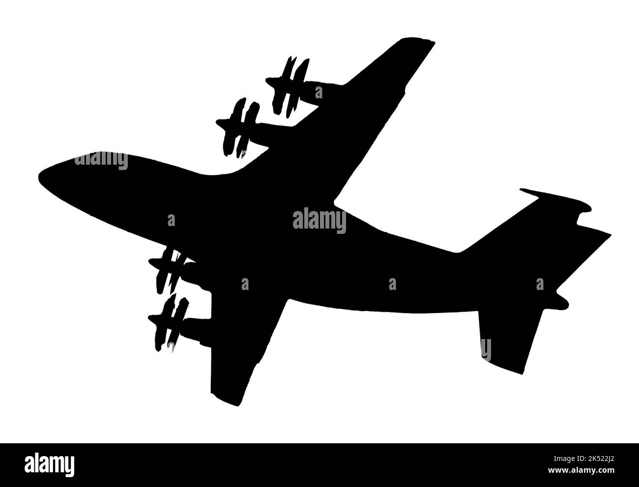 Plane isolated on white background. Black silhouette of an airplane ...