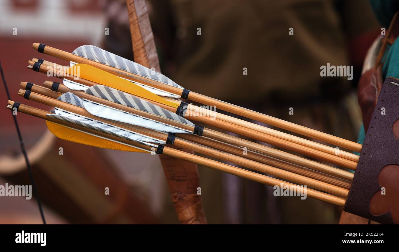 Wooden arrows for the bow. Hand crafted arrows in medieval style ...