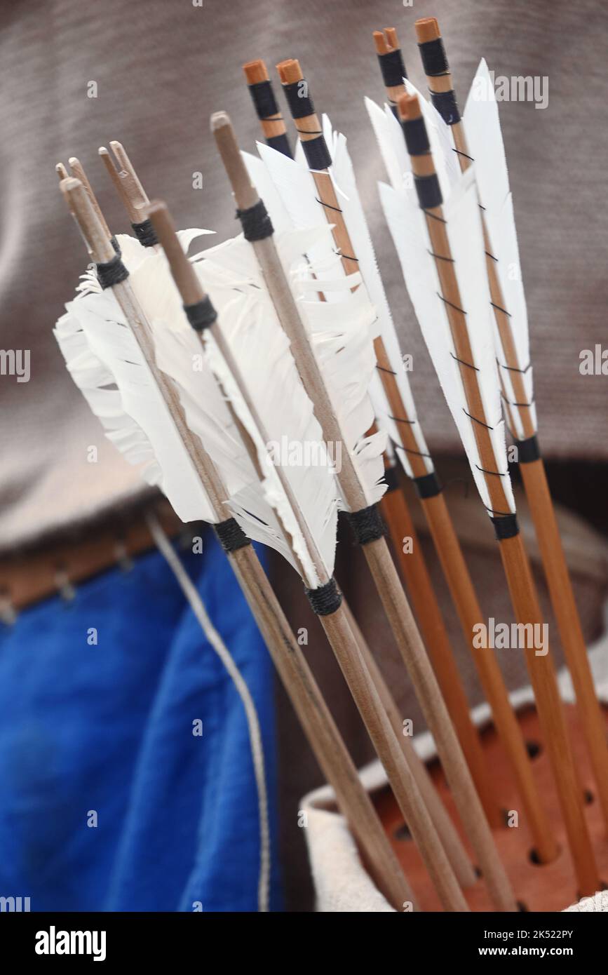 Wooden arrows for the bow. Hand crafted arrows in medieval style ...