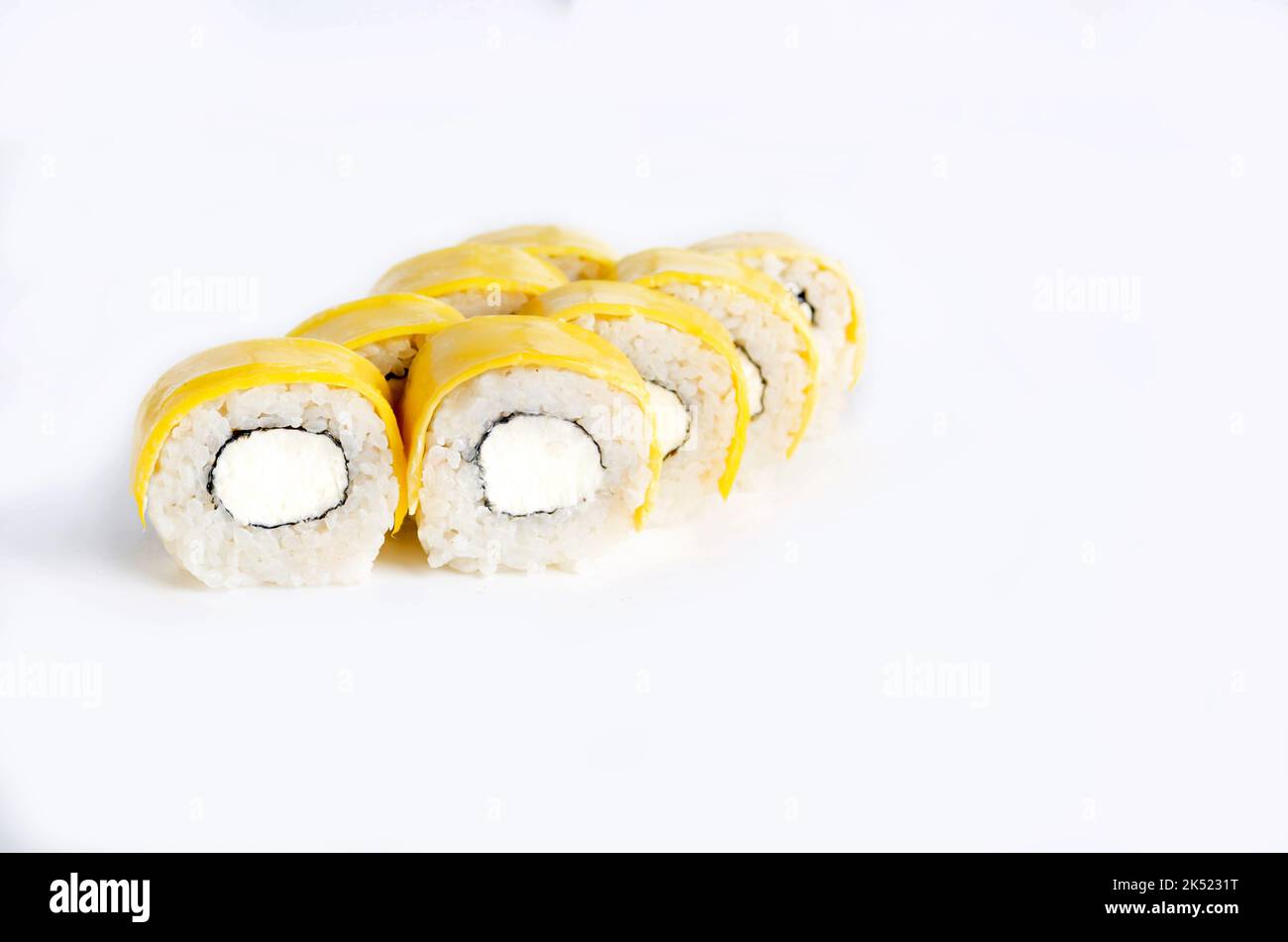 set sushi rolls in cheddar cheese with Philadelphia cream cheese sushi ...