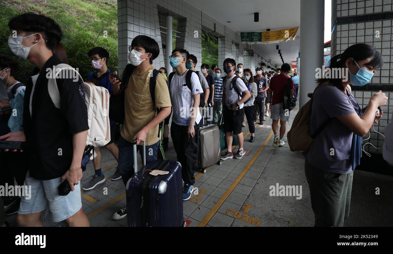Students, faculty and staff queue up to show their electronic access ...