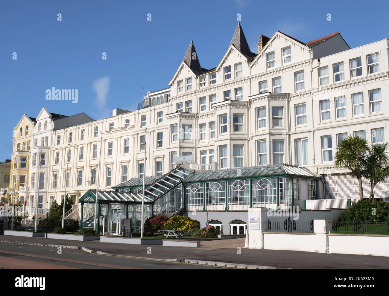 An exterior view of the elegant Empress hotel on Douglas promenade ...