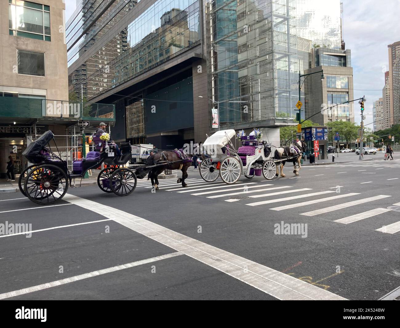Horse-drawn carriages in Midtown Manhattan in New York on Sunday ...