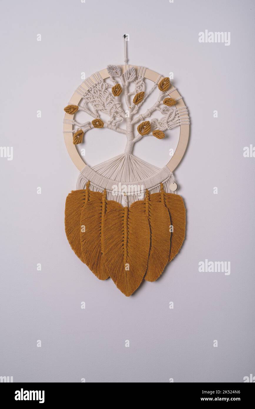 Tree of Life macrame handmade circle shape wall decoration white ...