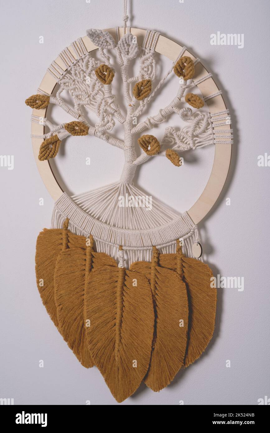 Tree of Life macrame handmade circle shape wall decoration white ...