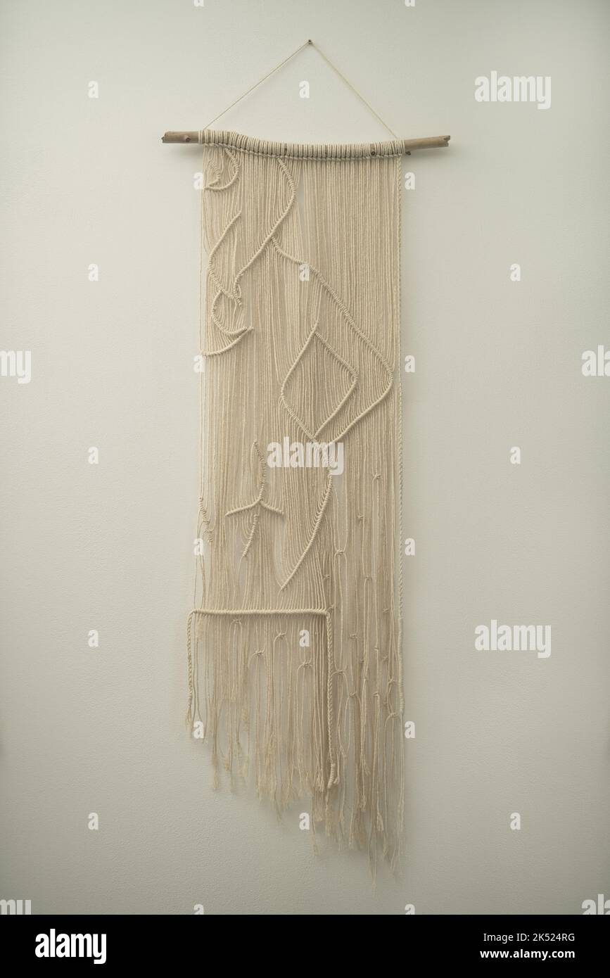 Silhouette of a woman macrame handmade wall decoration beige cotton ...