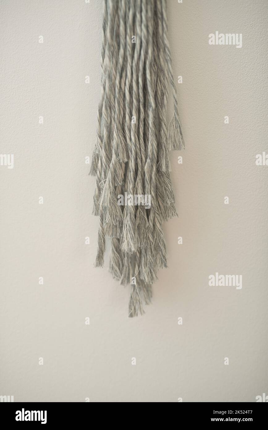 macrame cotton white gray string Stock Photo - Alamy