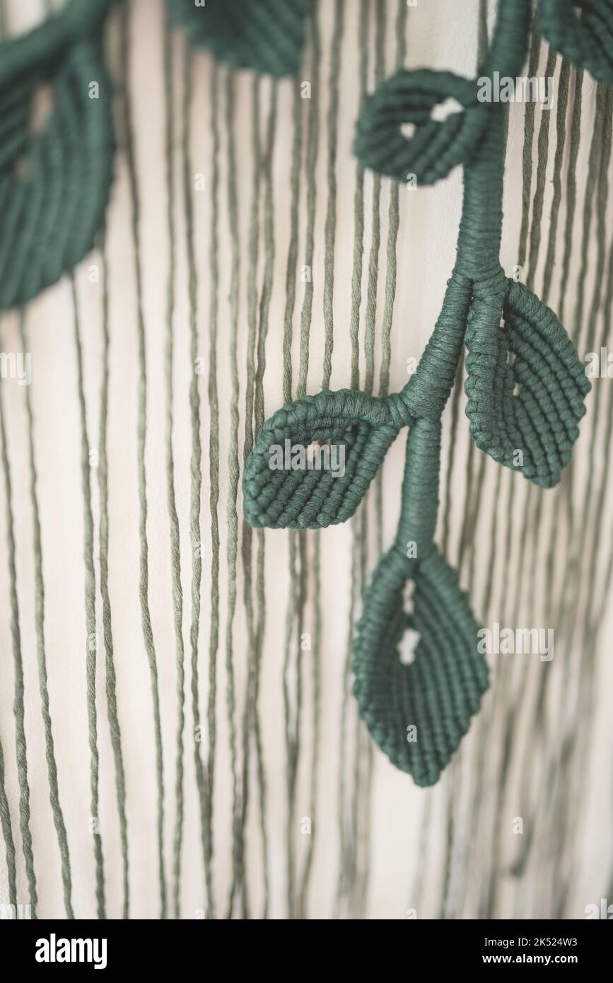 green leaf branch handmade macrame artistic wall hanging fiber art ...