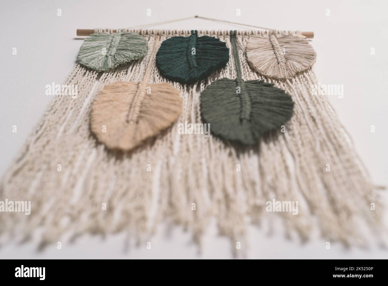 macrame handmade artistic wall hanging fiber art decoration leaf ...