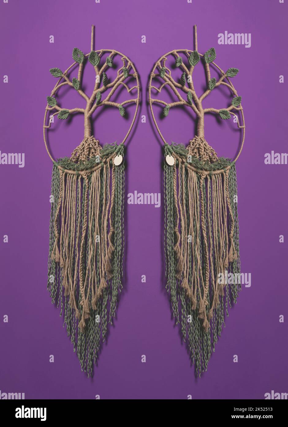 Tree of Life macrame handmade wall decoration green leaves and long ...