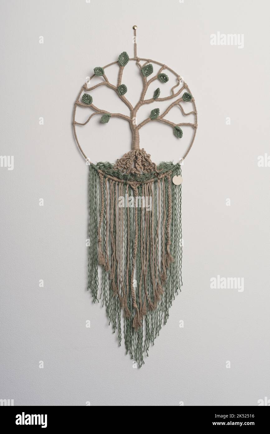 Tree of Life macrame handmade wall decoration green leaves and long ...
