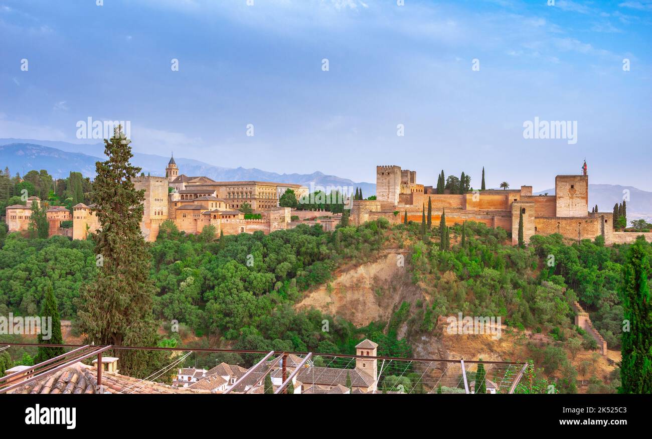 Ancient Alhambra palace in Granada old town, Spain Stock Photo - Alamy