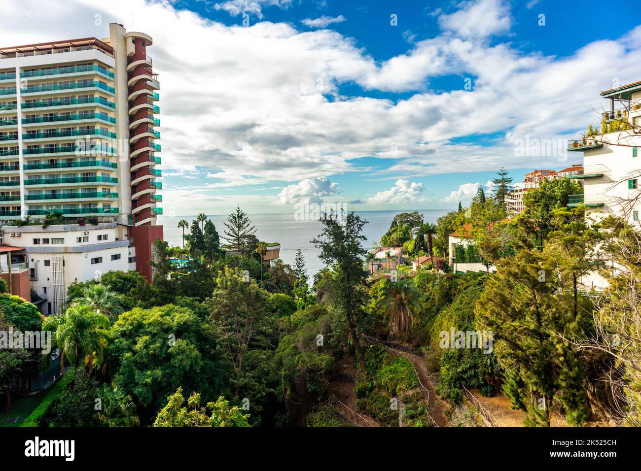 On the road in the romantic port city of Funchal on the Azores island ...
