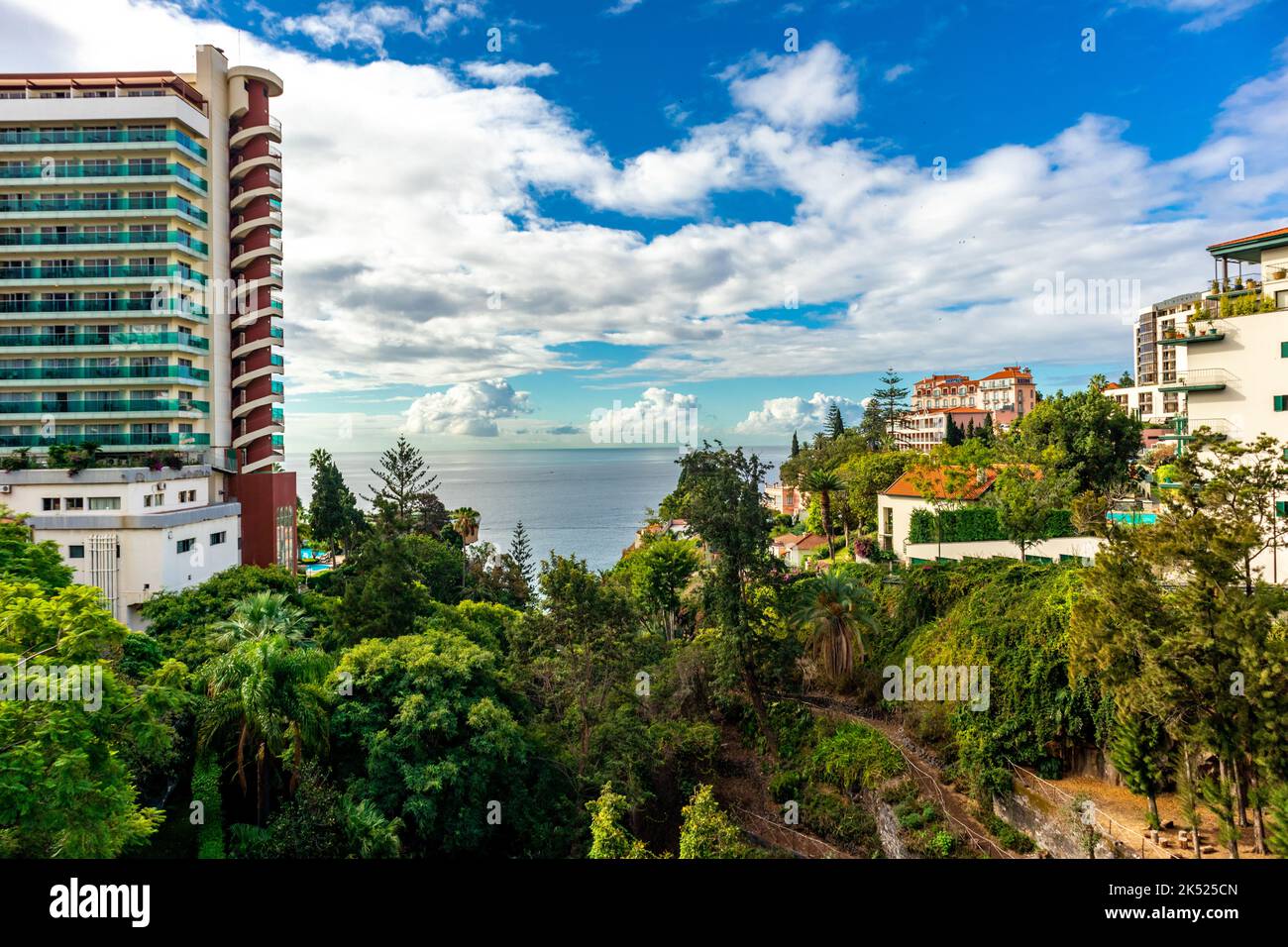 On the road in the romantic port city of Funchal on the Azores island ...