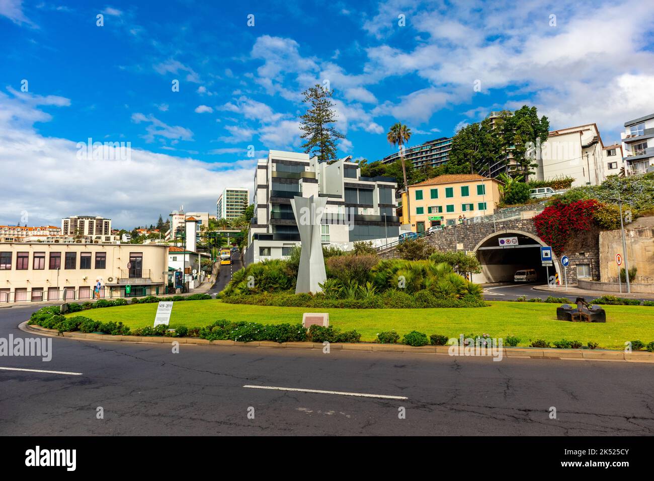On the road in the romantic port city of Funchal on the Azores island ...