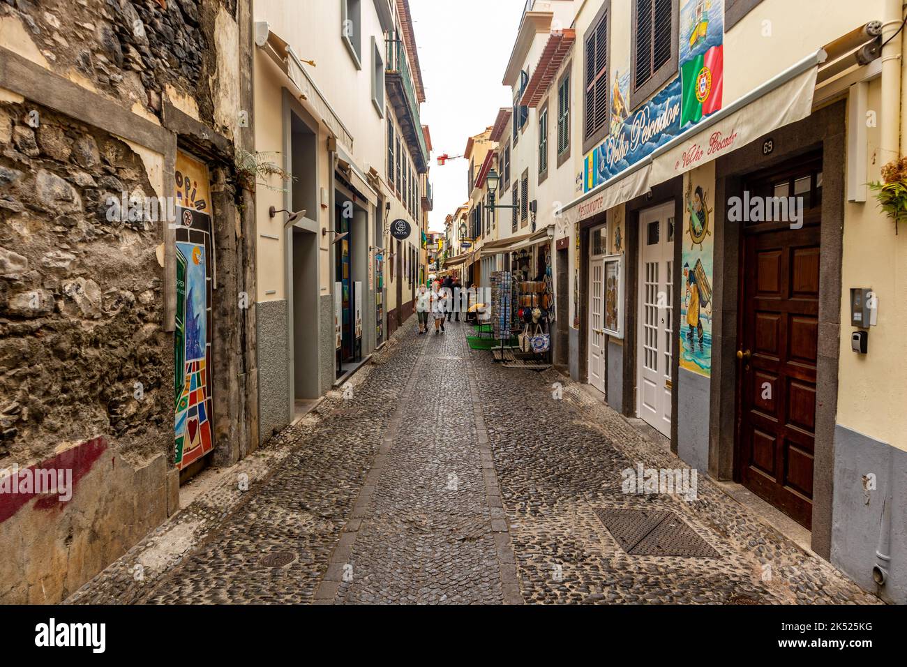 On the road in the romantic port city of Funchal on the Azores island ...