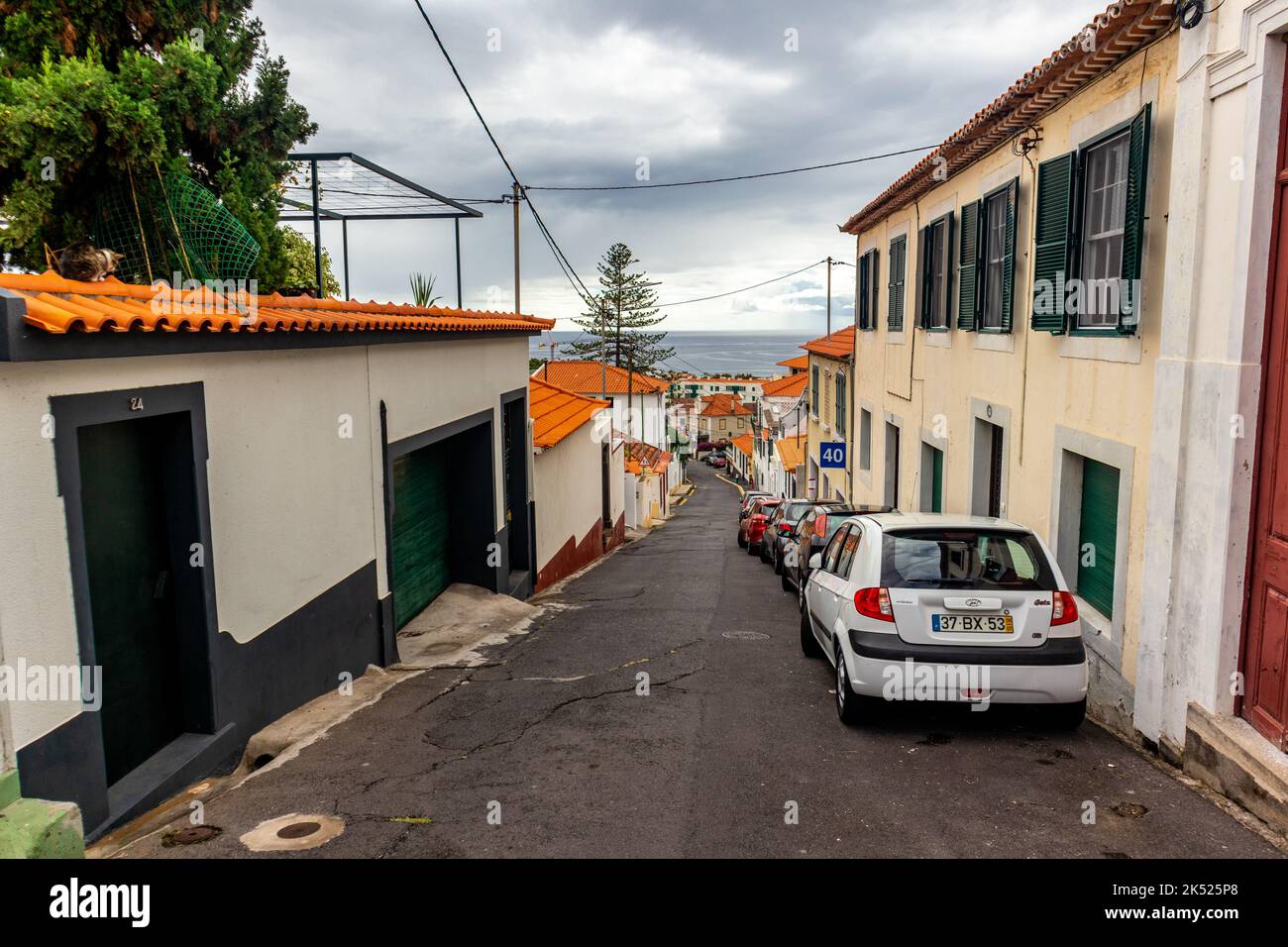 On the road in the romantic port city of Funchal on the Azores island ...