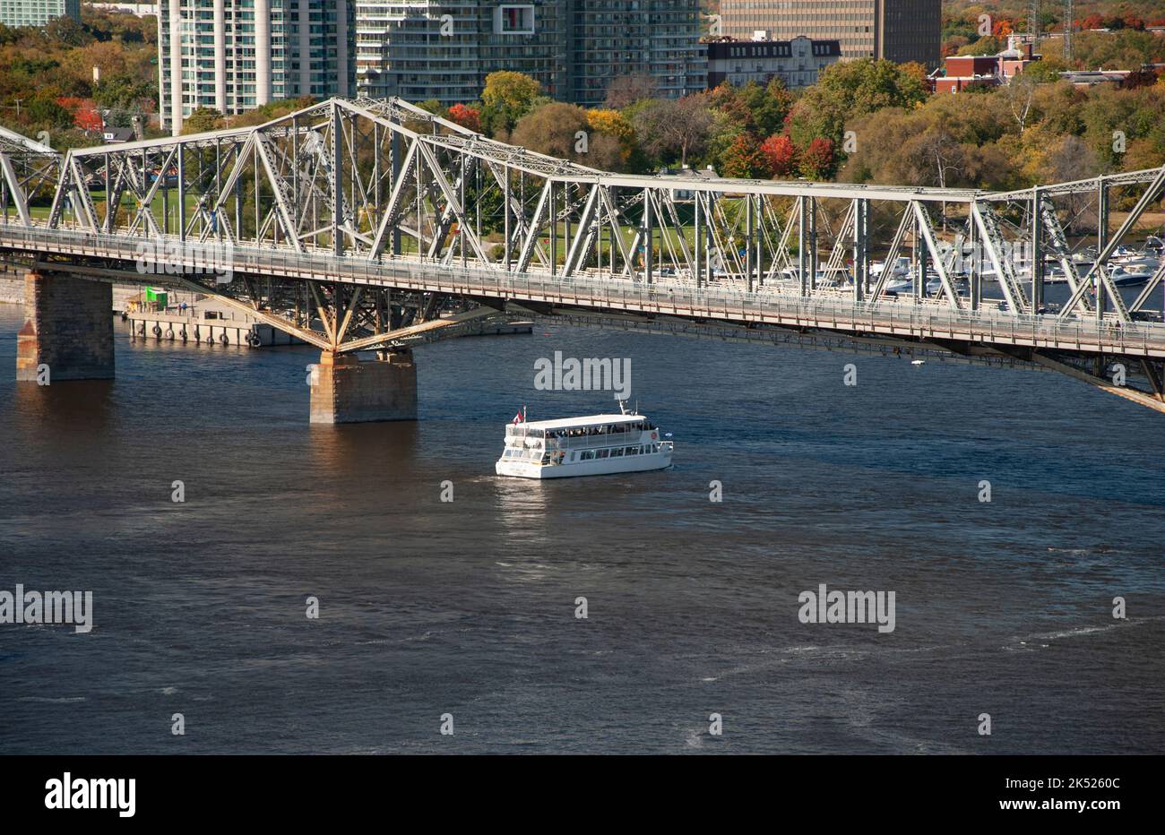 Tour Boat on the Ottawa River Going Under the Alexandra Bridge, Ottawa ...