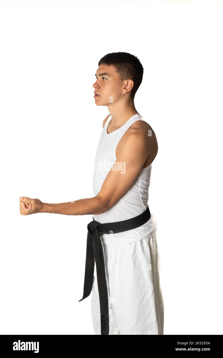 19 Year Old Practacing a Karate Short Punch Stock Photo - Alamy