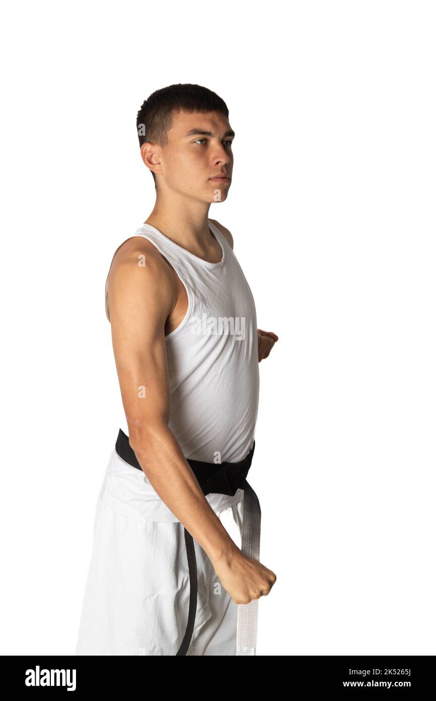 19 Year Old Teenage Boy Practacing a Karate Downward Block Stock Photo ...