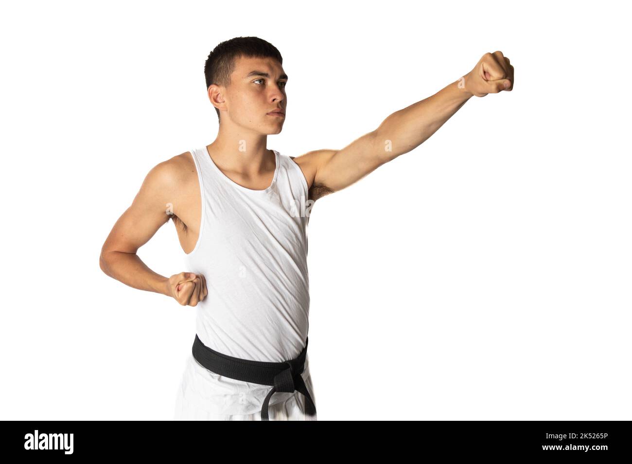 19 Year Old Practacing a Karate Head Punch Stock Photo - Alamy