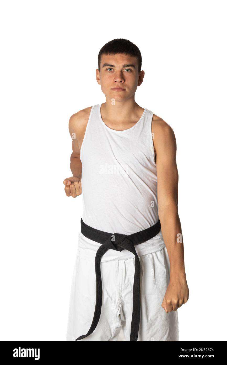 19 Year Old Teenage Boy Practacing a Karate Downward Block Stock Photo ...