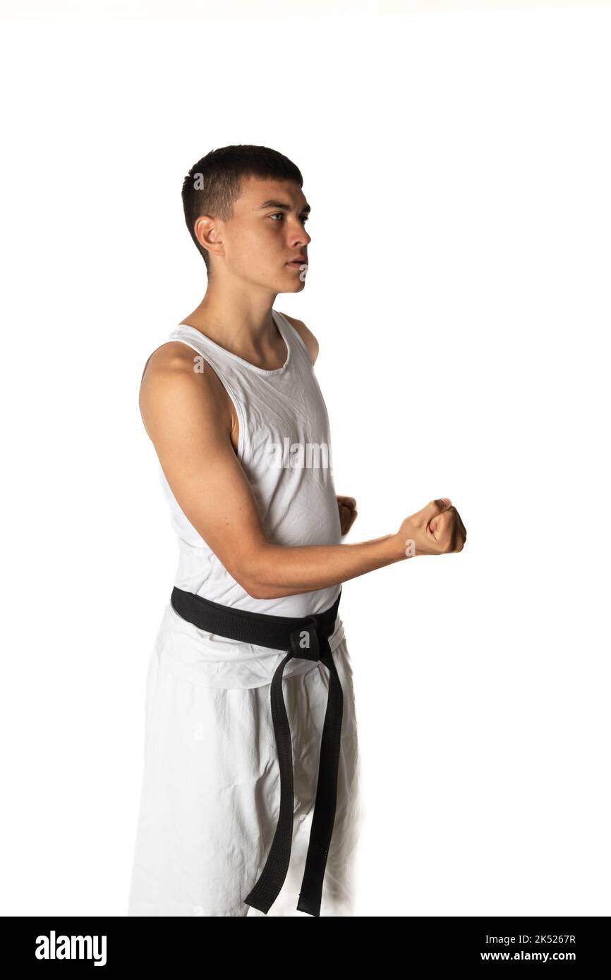 19 Year Old Practacing a Karate Short Punch Stock Photo - Alamy
