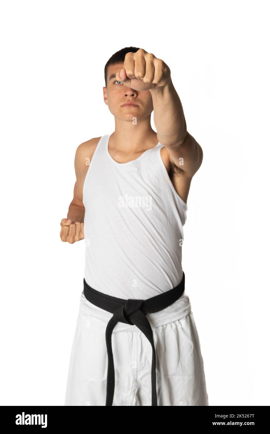 19 Year Old Practacing a Karate Head Punch Stock Photo - Alamy