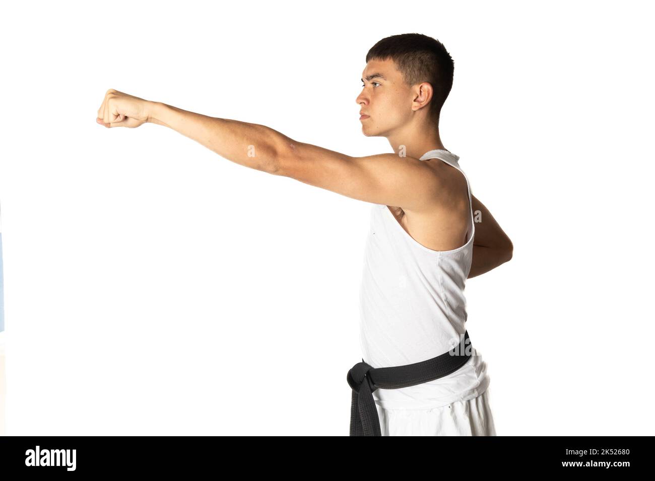 19 Year Old Practacing a Karate Head Punch Stock Photo - Alamy