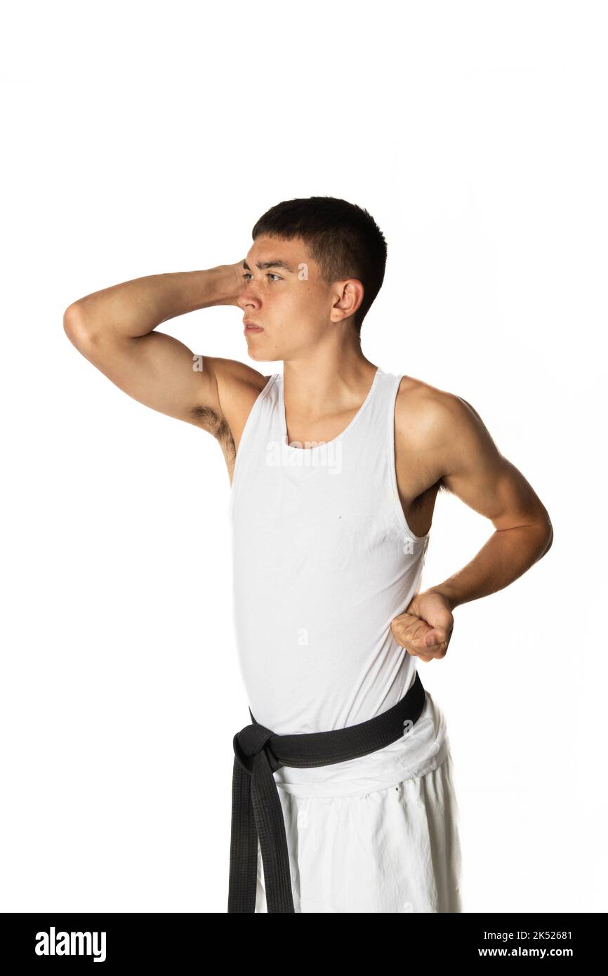 19 Year Old Practacing a Karate Rising Elbow Strike Stock Photo - Alamy
