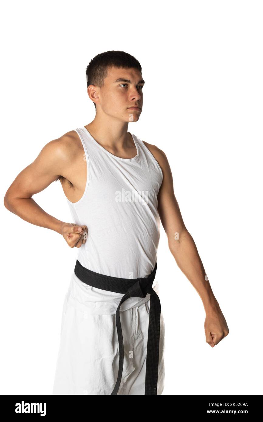 19 Year Old Teenage Boy Practacing a Karate Downward Block Stock Photo ...