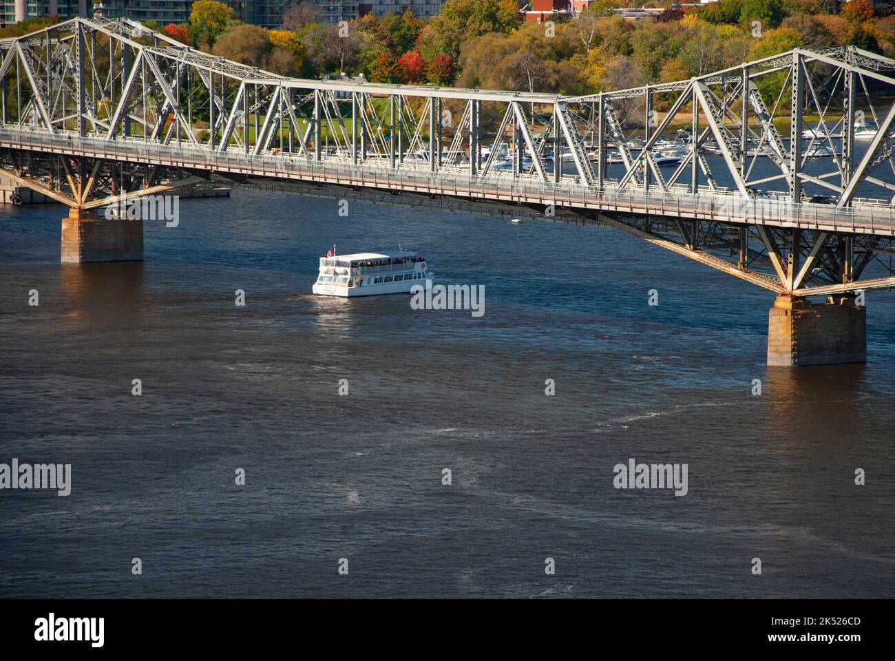 Tour Boat on the Ottawa River Going Under the Alexandra Bridge, Ottawa ...