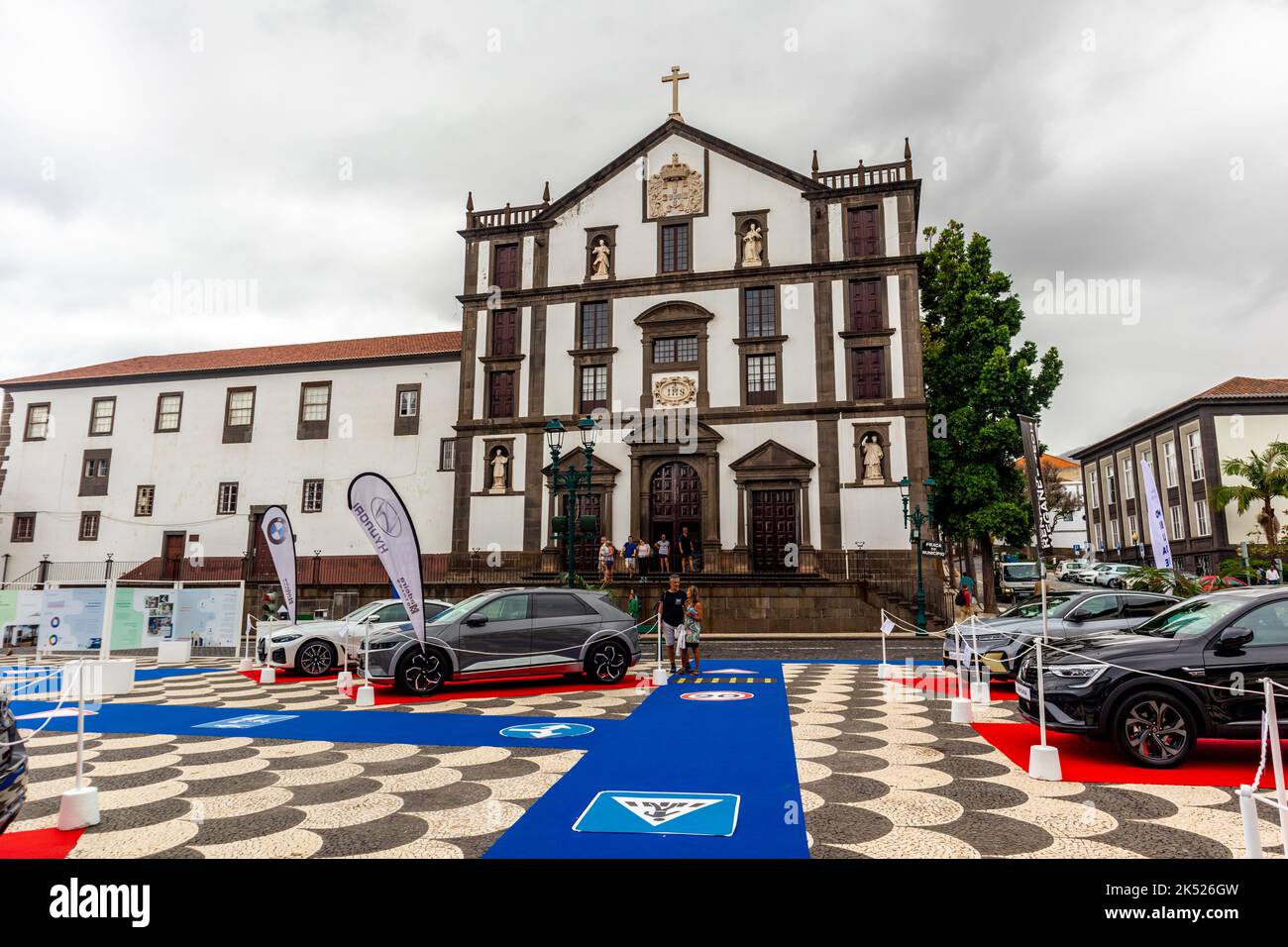On the road in the romantic port city of Funchal on the Azores island ...
