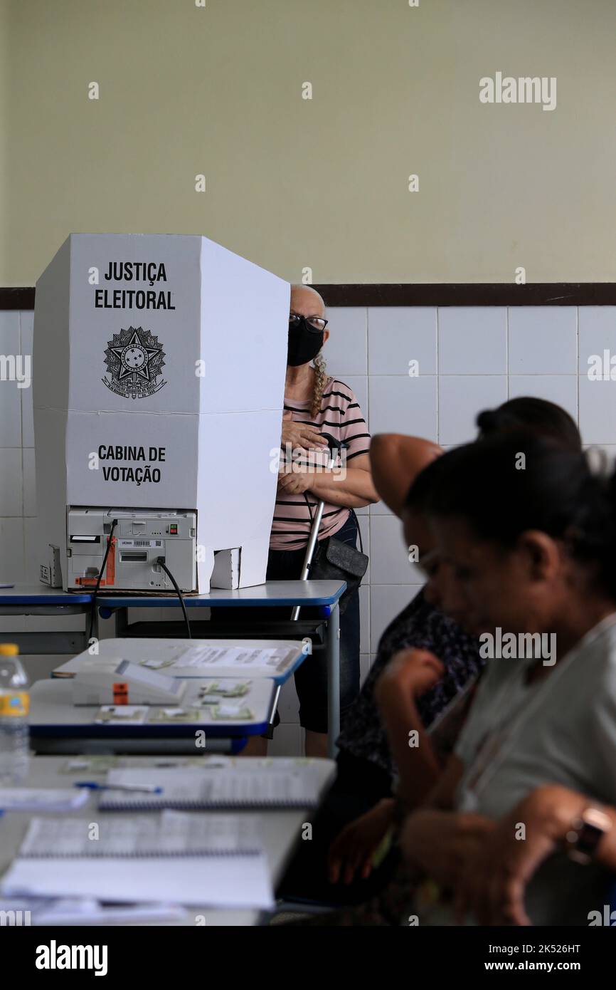 salvador, bahia, brazil - october 2, 2022: poll workers working in the ...