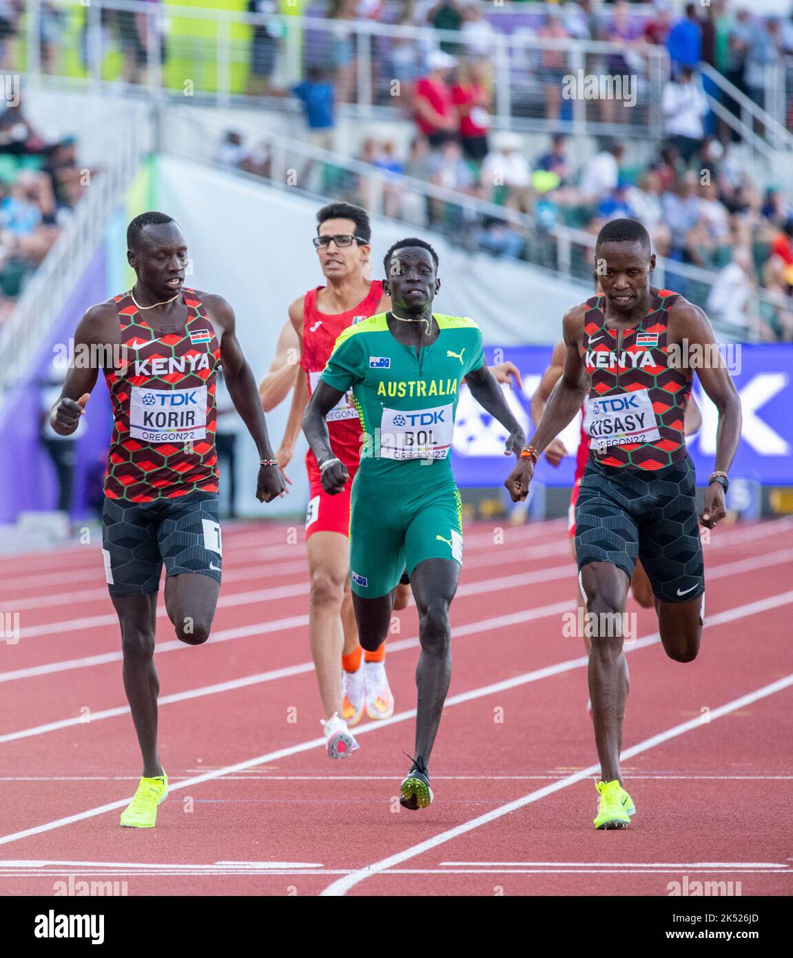 Emmanuel Korir, Wyclife Kisasy of Kenya and Peter Bol of Australia ...