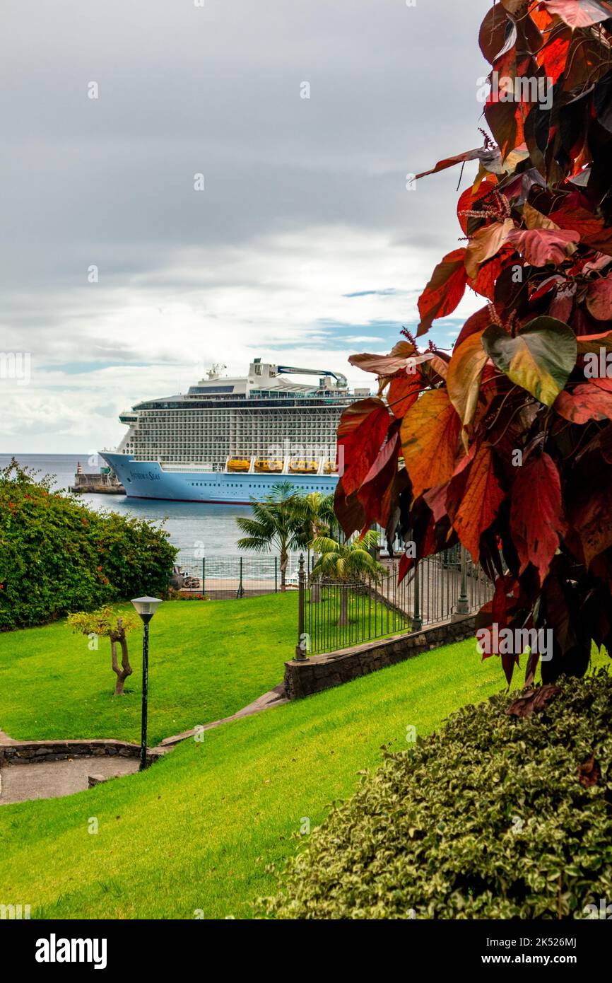 On the road in the romantic port city of Funchal on the Azores island ...