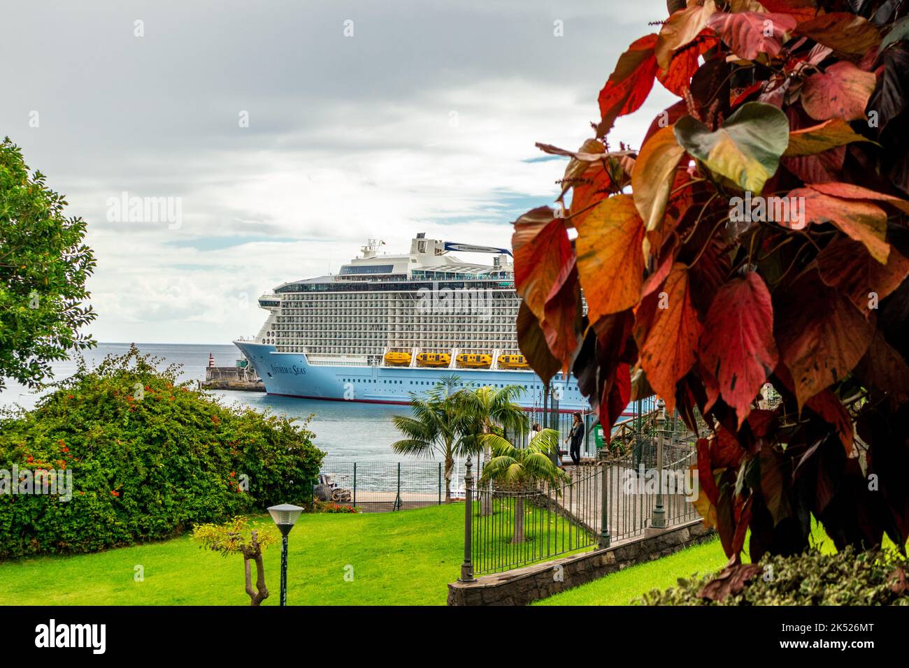 On the road in the romantic port city of Funchal on the Azores island ...