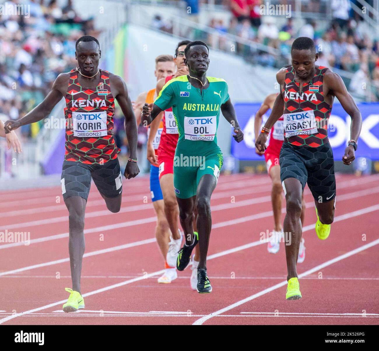 Emmanuel Korir, Wyclife Kisasy of Kenya and Peter Bol of Australia ...